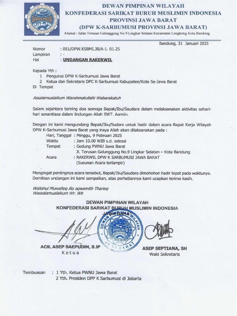 Undangan Rakerwil | PDF