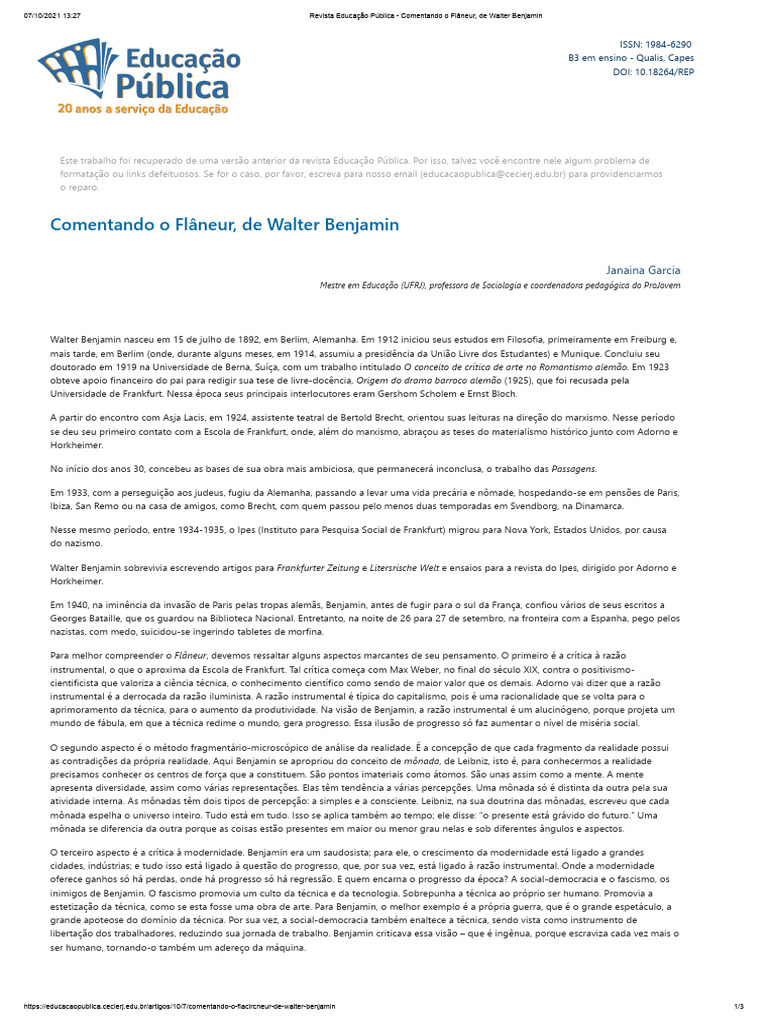 Revista Educação Pública - Comentando o Flâneur, de Walter Benjamin ...