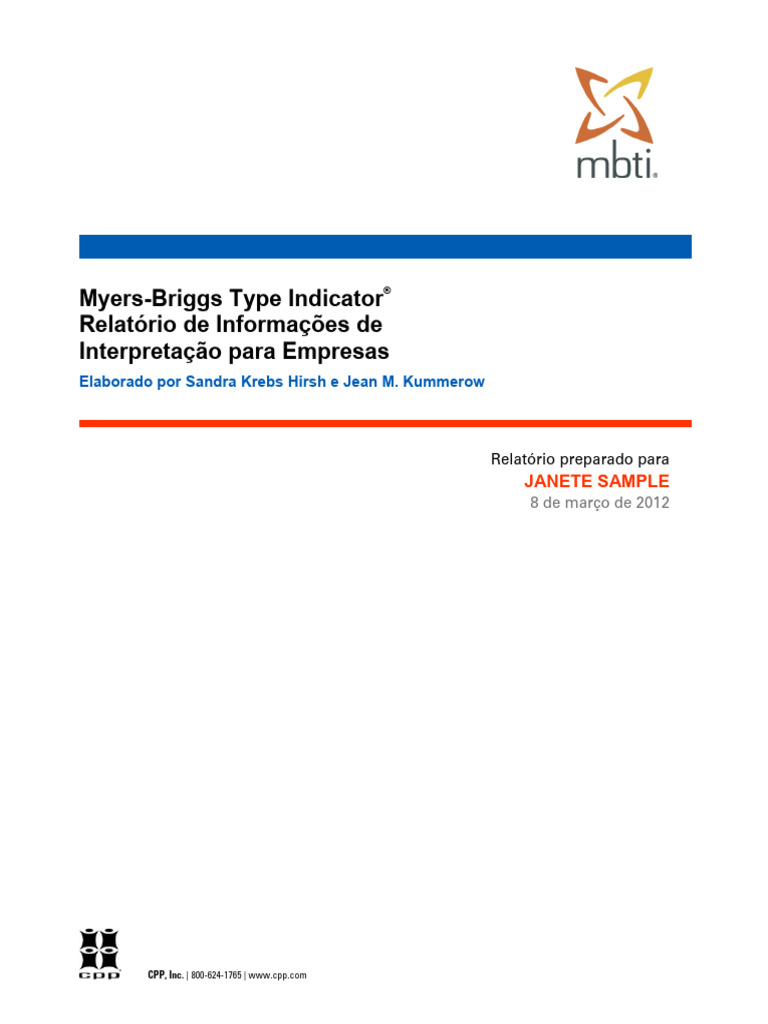 SampleReport - MBTI® Interpretive Report For Organizations Form M Step ...