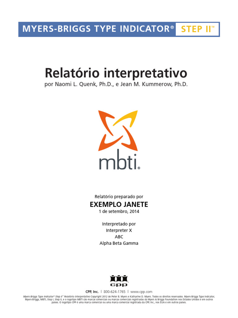 SampleReport - MBTI® Interpretive Report Form Q Step II™ PT | PDF ...