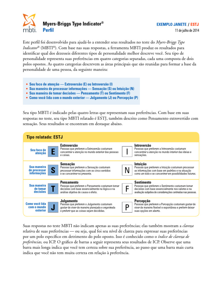 SampleReport - MBTI® Profile Report Form M Step I™ PT | PDF ...