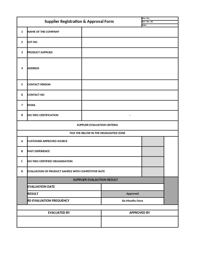 Supplier Accreditation Form | PDF | Production And Manufacturing ...