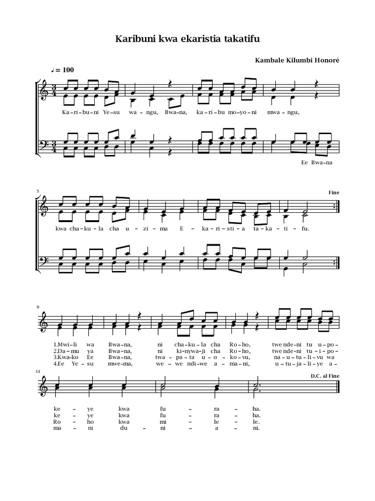 Karibuni Kwa Ukaristia Takatifu Fin | PDF