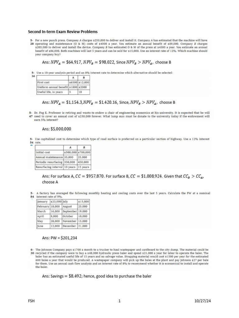 E2 Review Problems | PDF