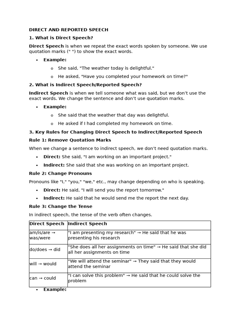 Direct and Reported Speech (24-25) | PDF | Language Families | Languages