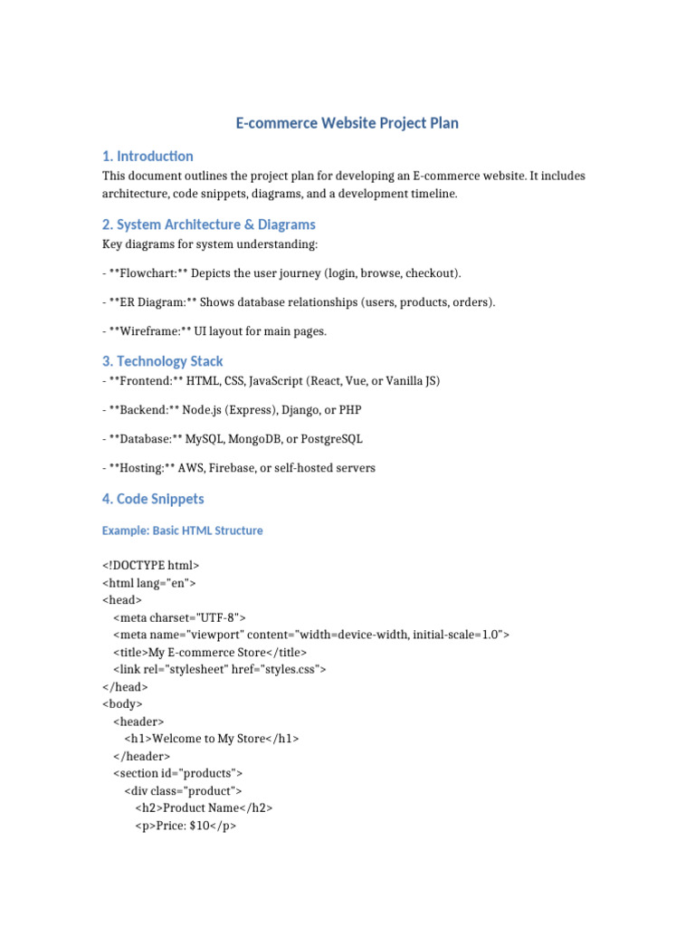 Ecommerce Project Plan | PDF