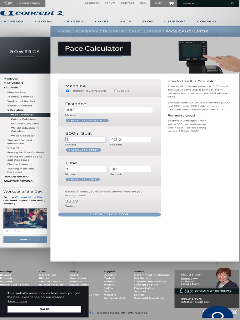 Indoor Rower - SkiErg - BikeErg Pace Calculator Concept2 Accessories | PDF | Rowing (Sport ...