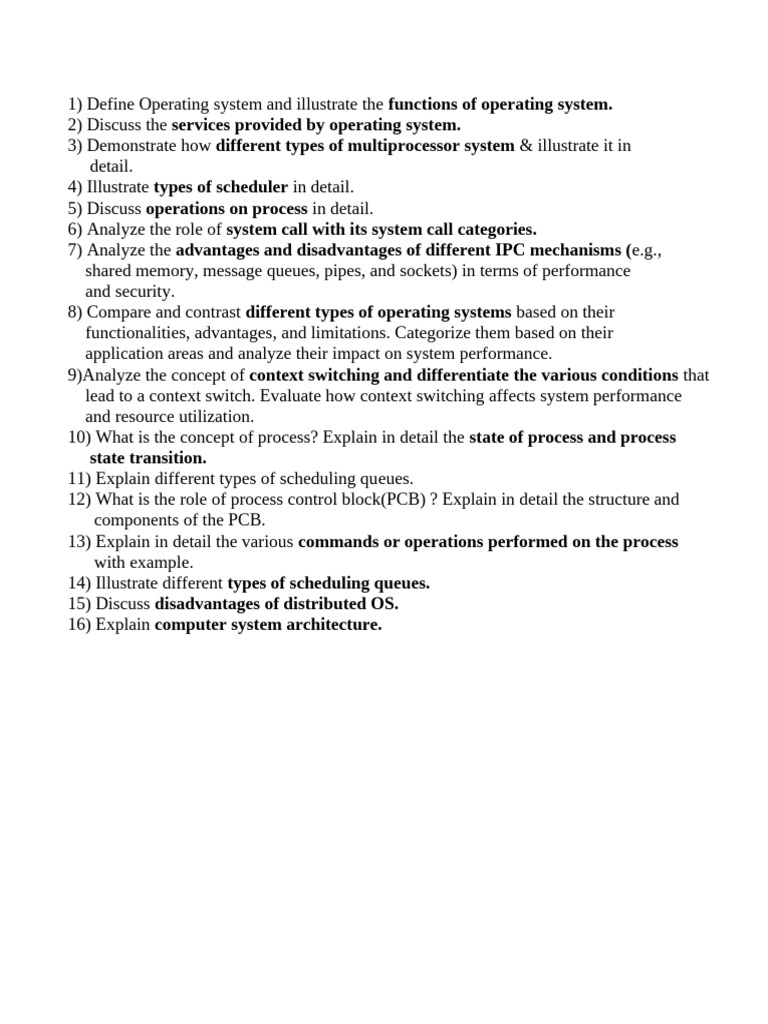 OS Question Bank | PDF