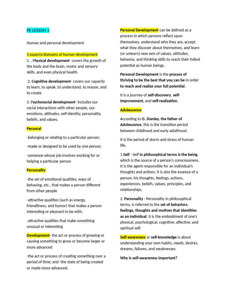 PE LESSON 1 (4) | PDF | Personal Development | Extraversion And Introversion