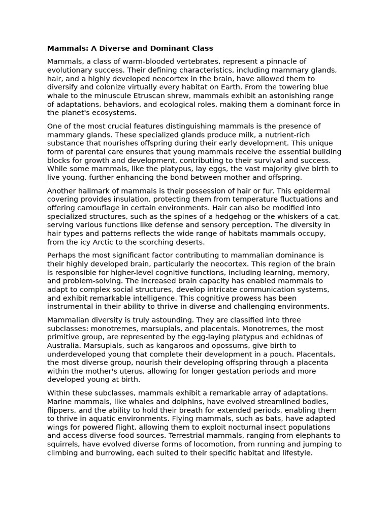 Mammals | PDF | Mammals | Conservation Biology