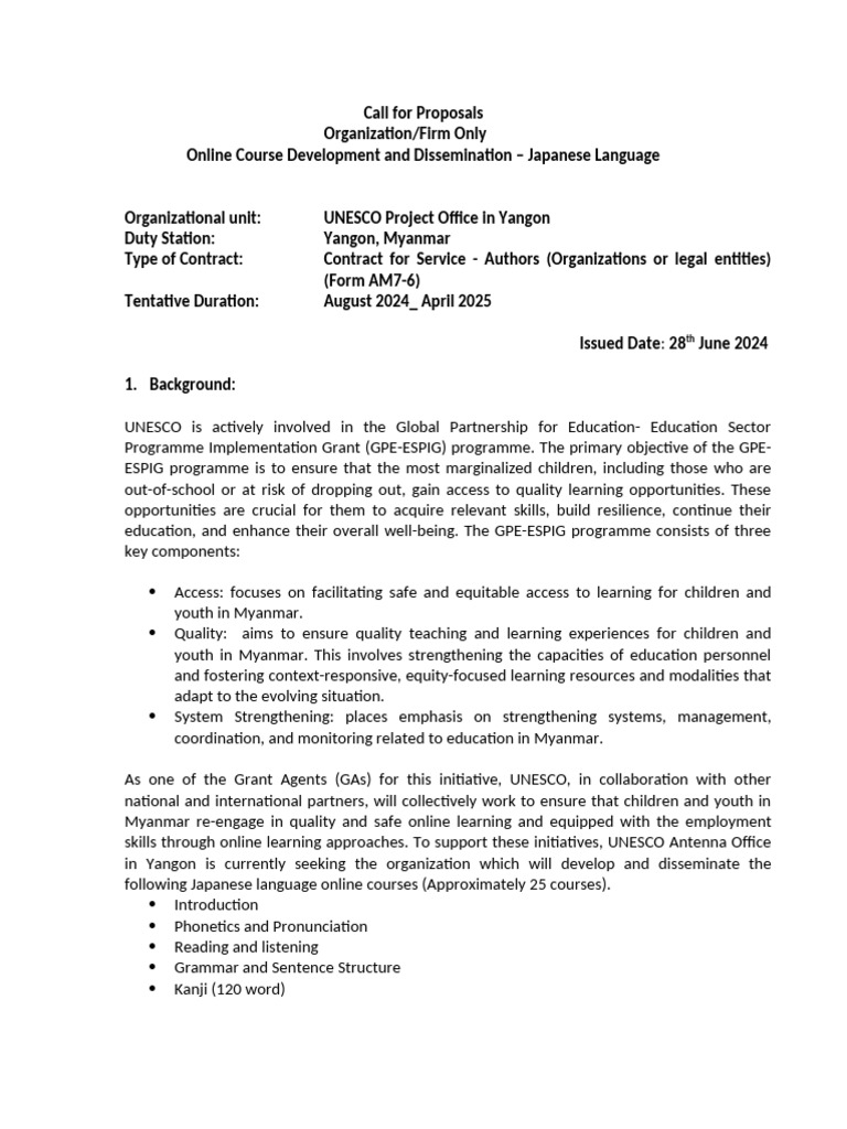 Japanese ToR - Docx Final | PDF | Educational Technology | Curriculum