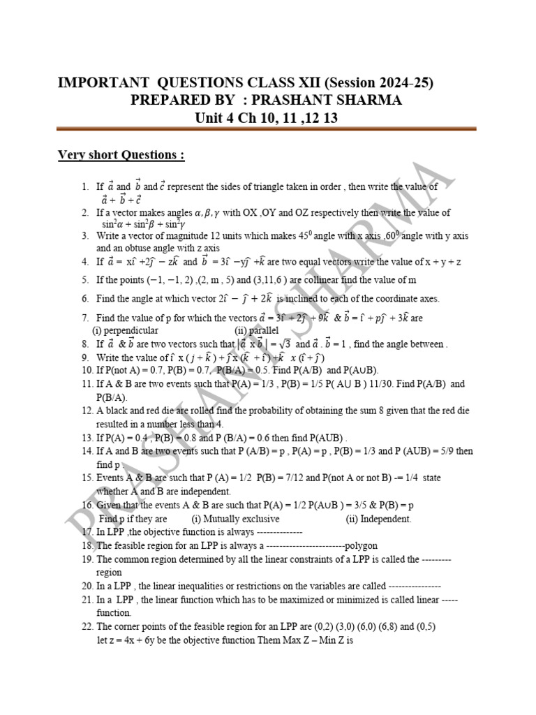 Maths Unit 4 CH 10,11,12,13 | PDF | Line (Geometry) | Euclidean Vector