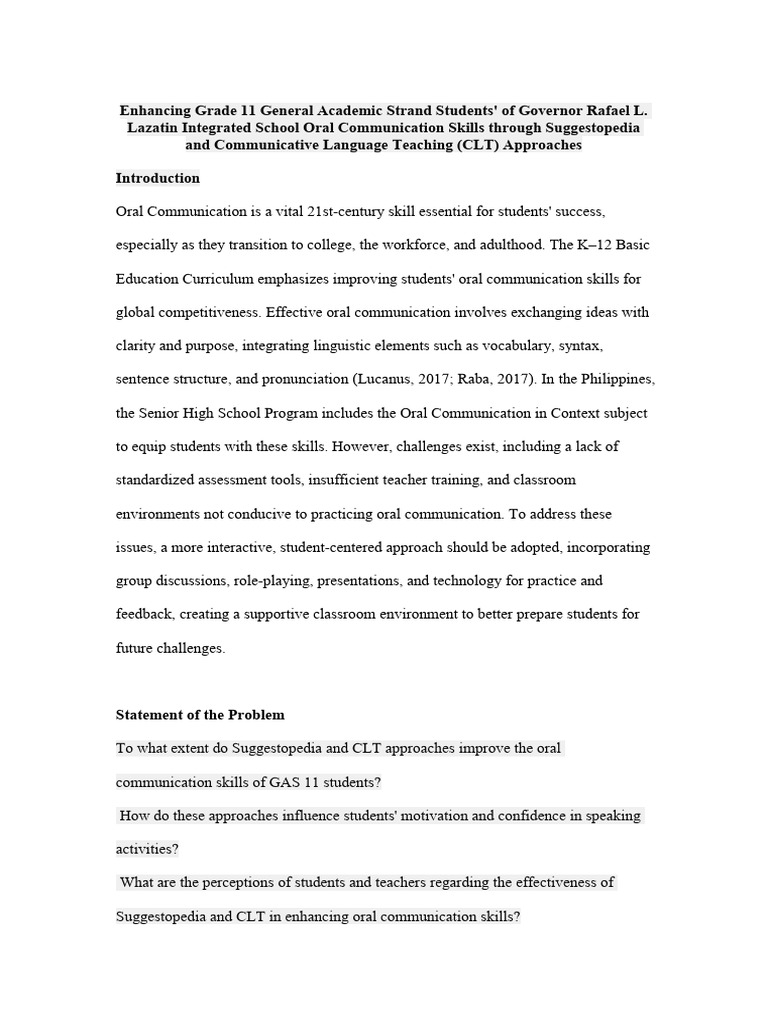 Enhancing Grade 11 General Academic Strand Student | PDF ...