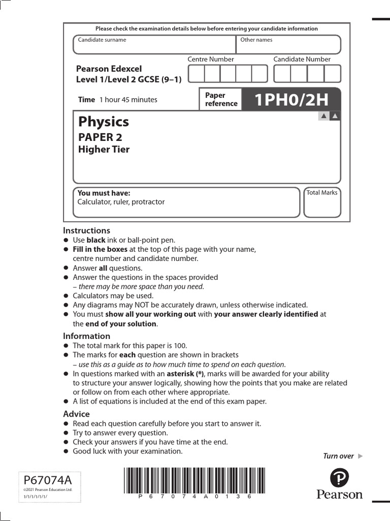 GCSE Physics Exam Paper 2 Guide | PDF | Atmospheric Pressure | Pressure
