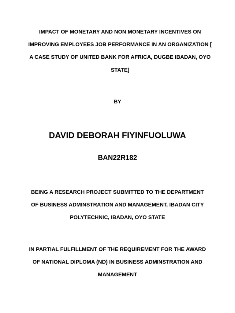 David Deborah Fiyinfuoluwa | PDF | Incentive | Employment