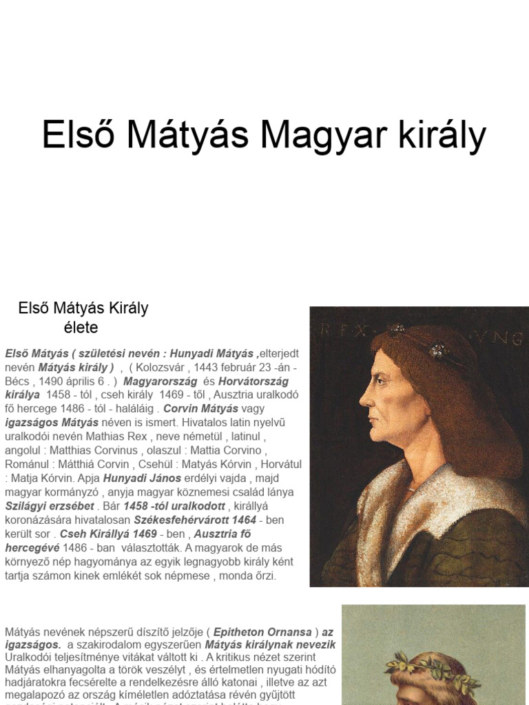 Első Mátyás Magyar Király | PDF