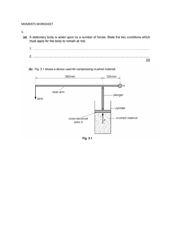 Moments Worksheet 1 | PDF