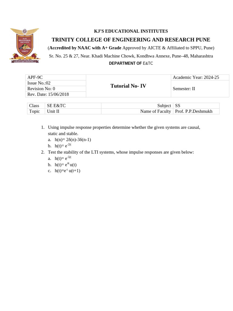 SS Tutorial IV | PDF