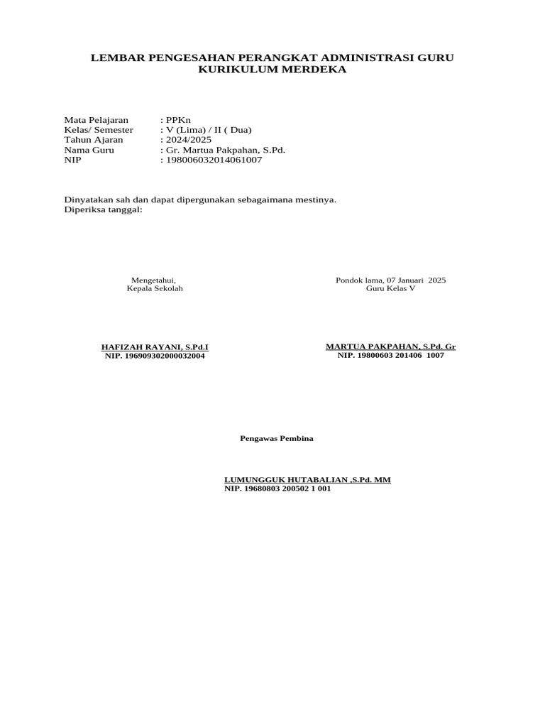 Contoh Tanda Tangan Modul Ajar | PDF