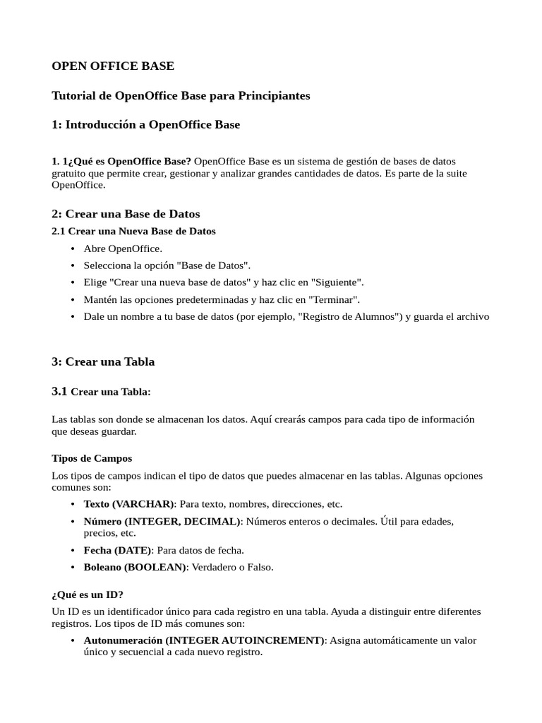 Tutorial de Base de Datos de OpenOffice | PDF | Software | Informática
