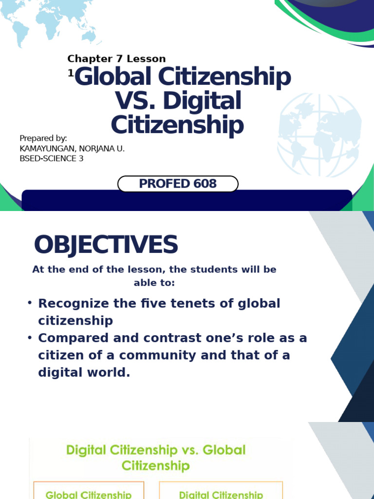 Global vs. Digital Citizenship Guide | PDF
