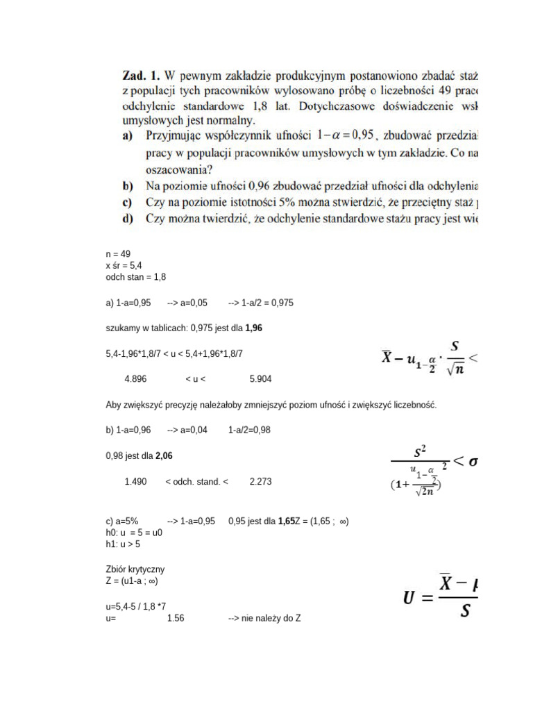 Lista 5 Statystyka | PDF