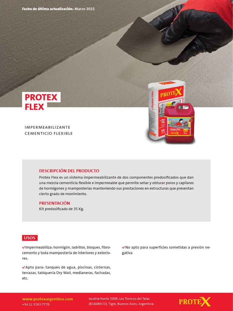 PROTEX Flex - FichaTecnica 1 | PDF | Hormigón | Agua