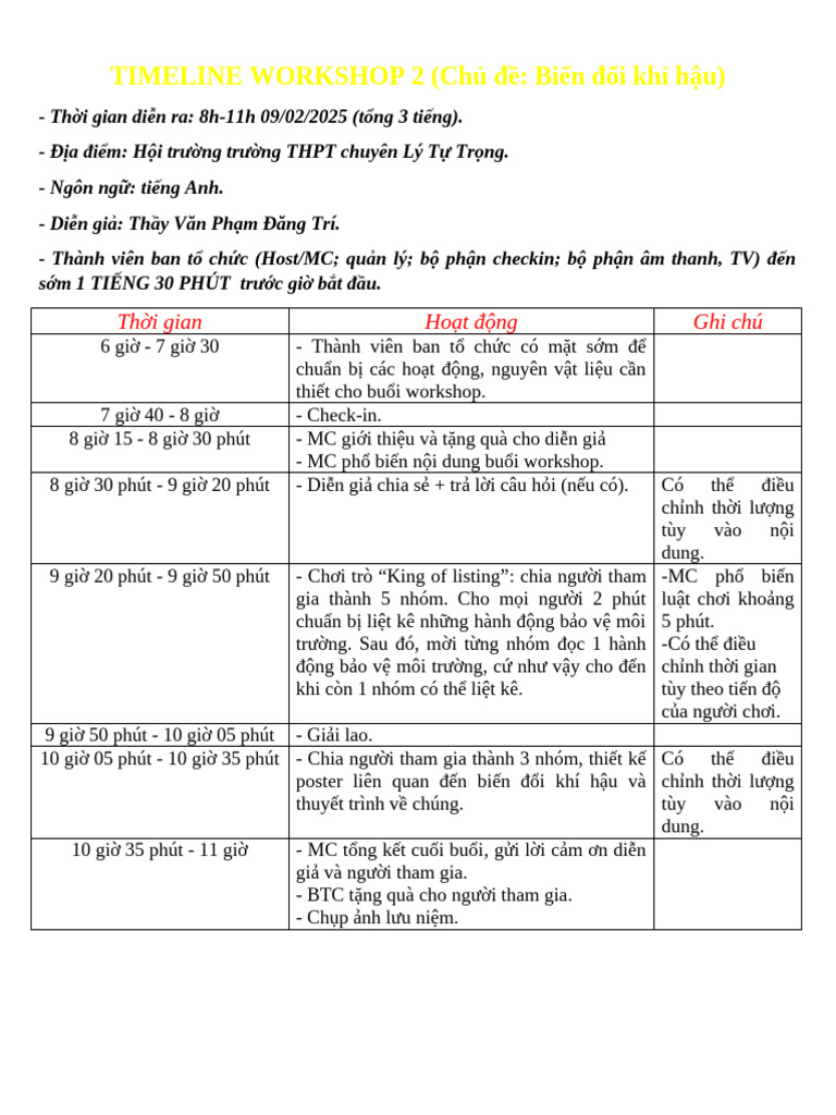 Cách Làm Timeline Workshop | PDF