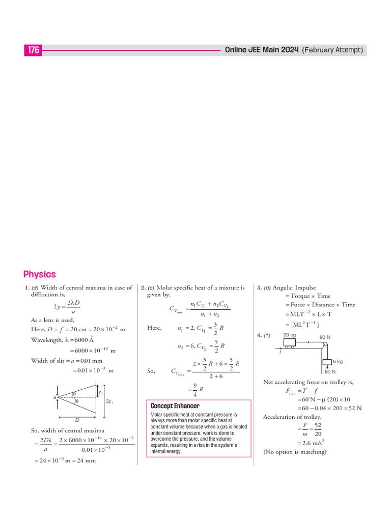 1 Feb Shift I Physics07202024030108 | PDF | Physical Quantities | Physical Phenomena