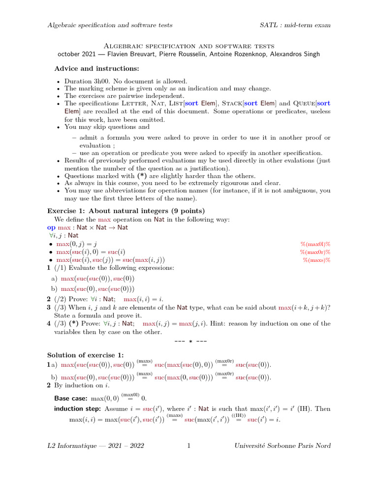 Algebraic Specification and Software Tests | PDF | Queue (Abstract Data ...
