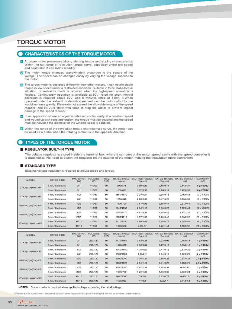 Torque Motors & Gear Motors | PDF | Electric Motor | Torque