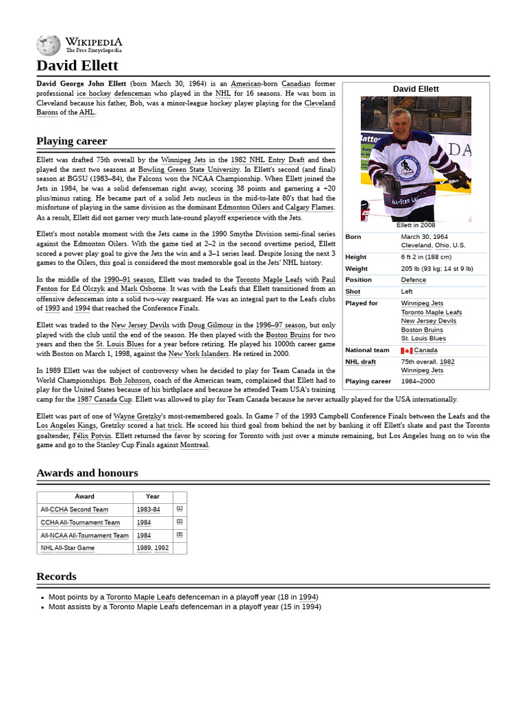 David_Ellett | PDF | National Hockey League | National Hockey League Teams