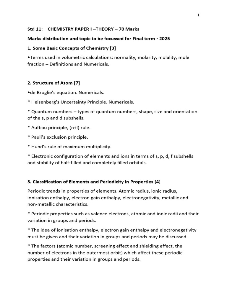 Final Topics | PDF | Periodic Table | Chemical Reactions