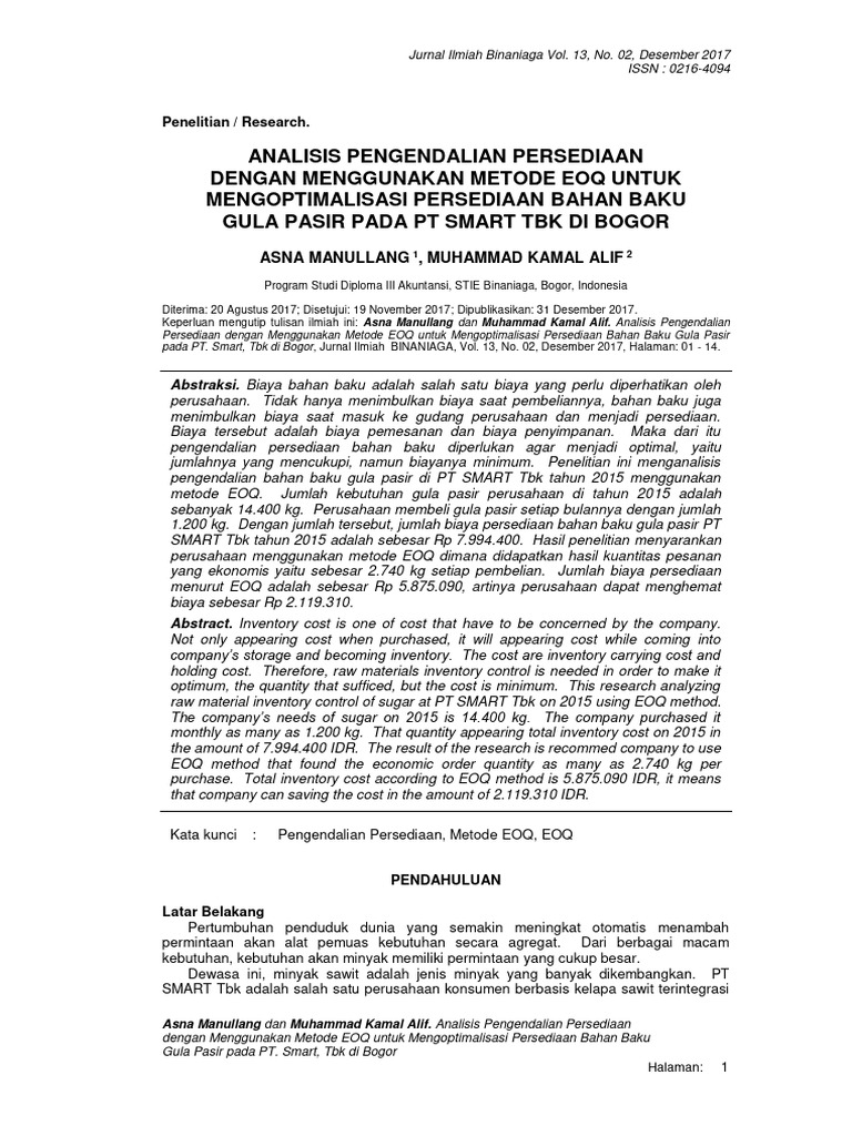 Asna Manullang-muhammad Kamal Alif 2017 | PDF