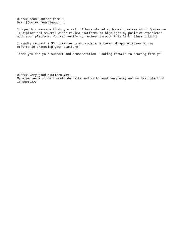 Request for Quotex Promo Code | PDF