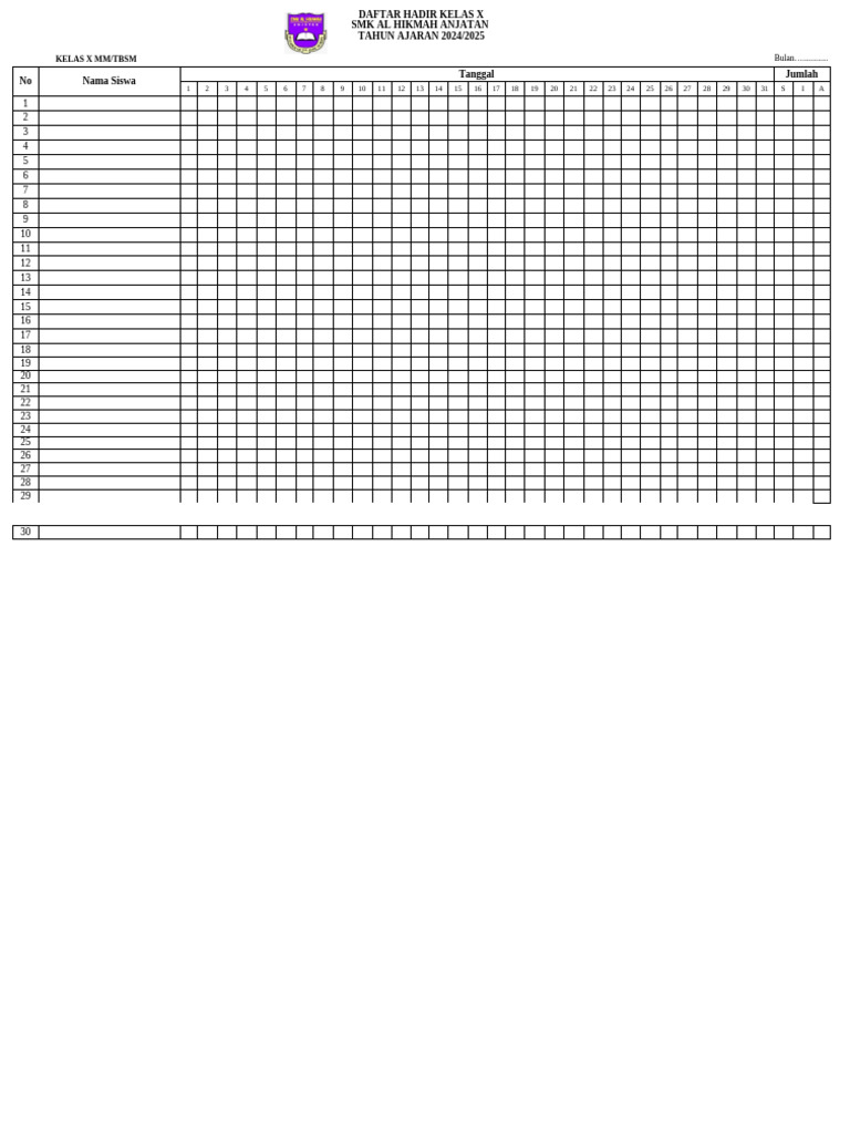 Daftar Hadir dan Nilai 2024 | PDF