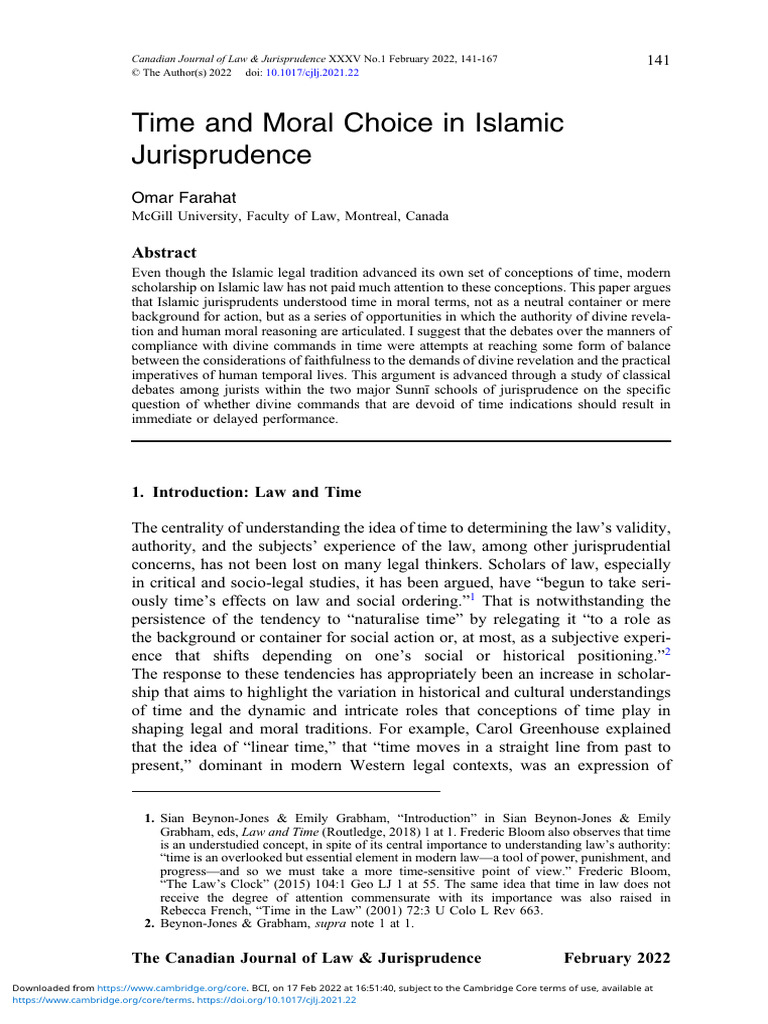Time and Morality in Islamic Law | PDF | Jurisprudence | Divine Command ...