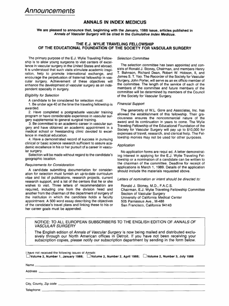 E.J. Wylie Traveling Fellowship Details | PDF | Medicine