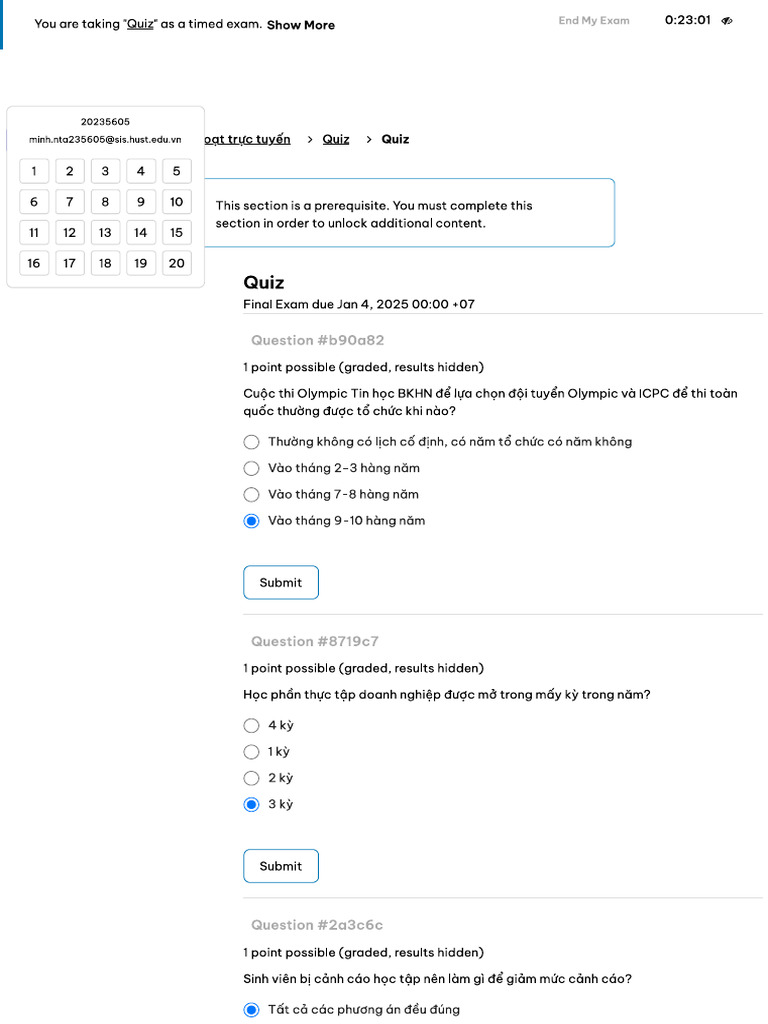 Quiz Quiz SH01 Courseware MOOC Daotao | PDF