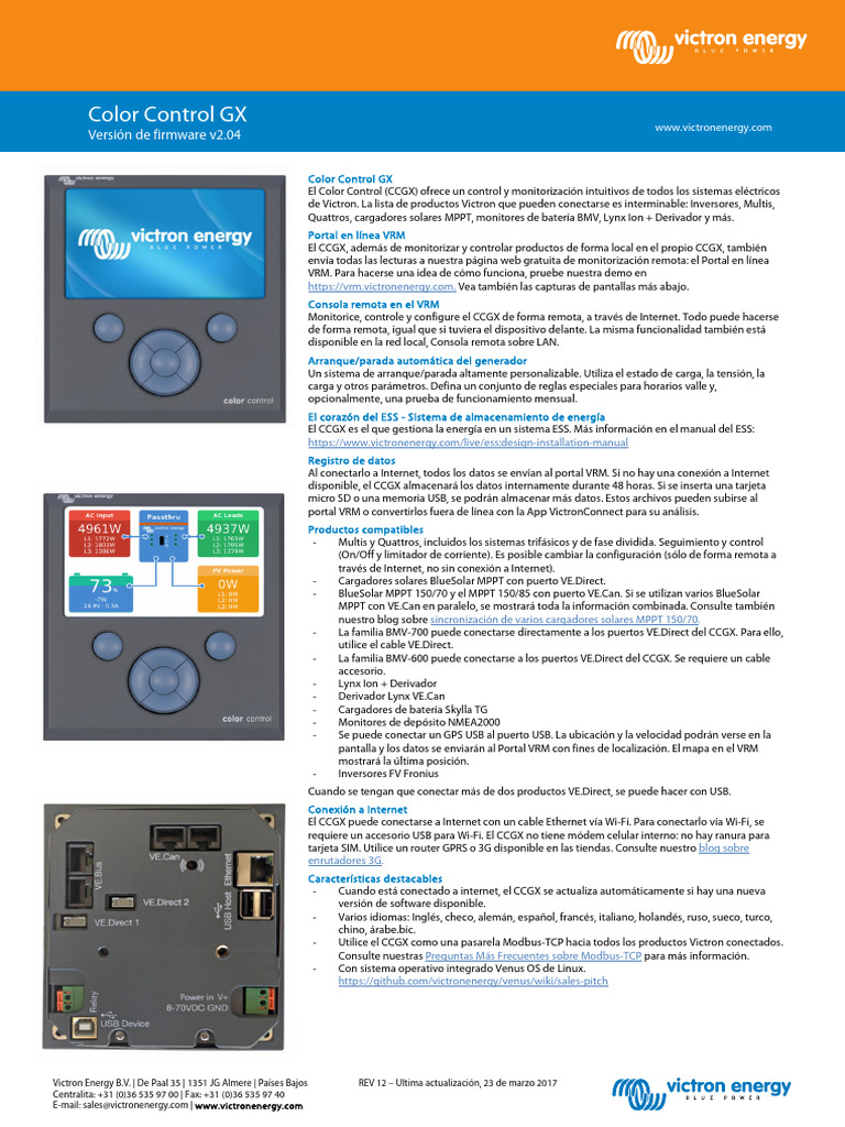 Control y Monitoreo con Color Control GX | PDF | USB | Arranque