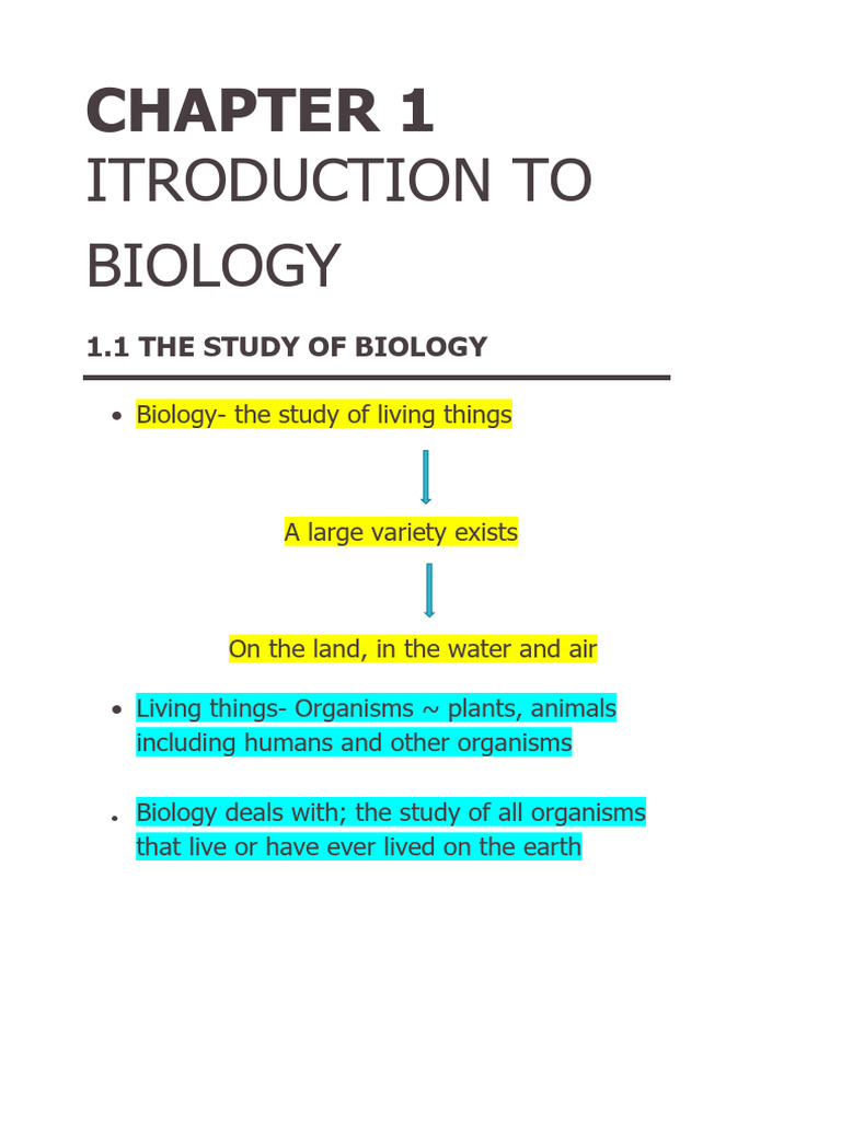 BIOLOGY CHAPTER 1 | PDF | Biology | Organisms