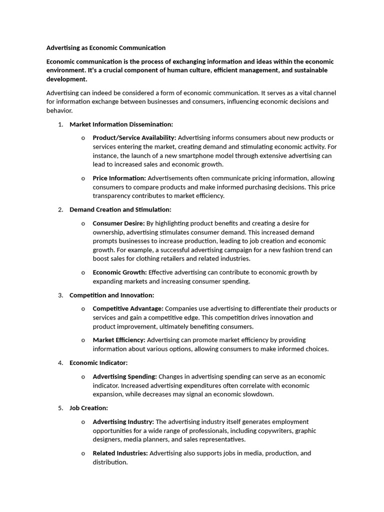 Advertising's Role in Economic Growth | PDF | Advertising | Market ...