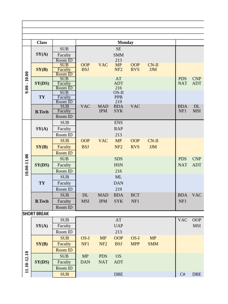 Master Time Table v3.0 (2) | PDF