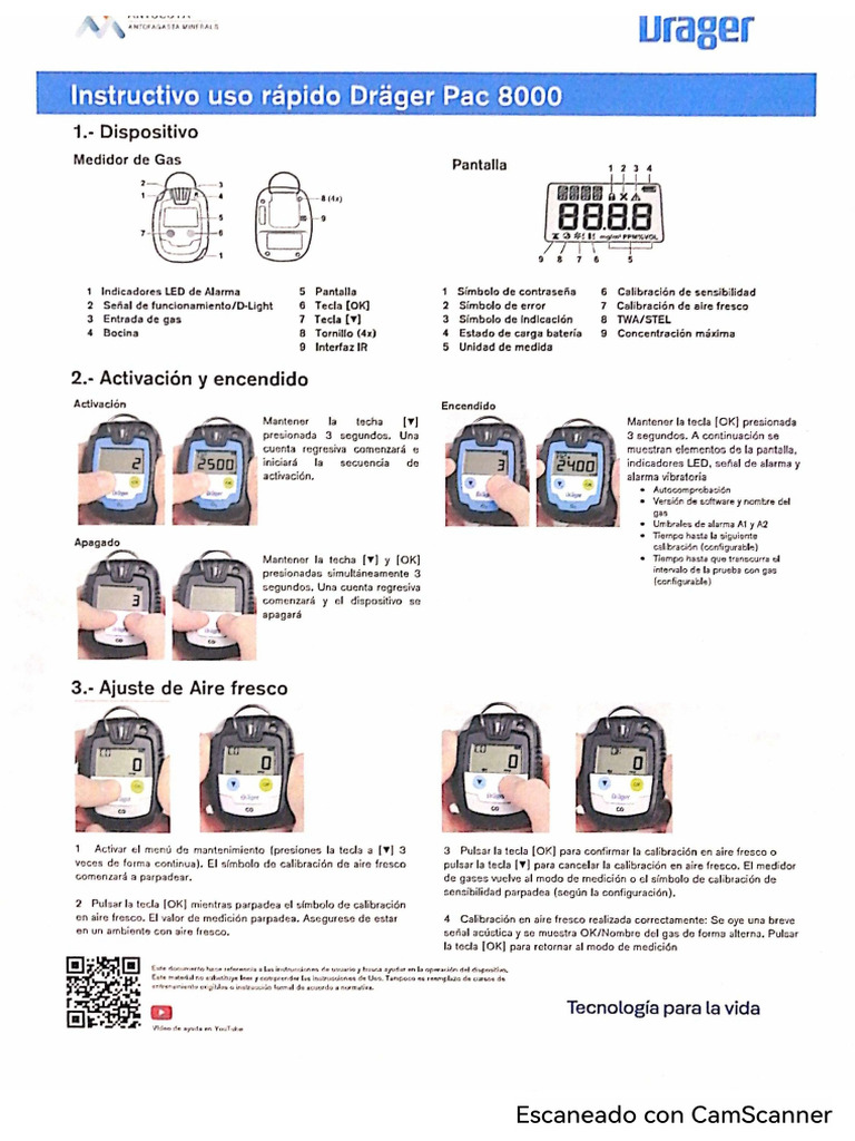 Instructivo Uso Rápido Drager Pac 8000 | PDF