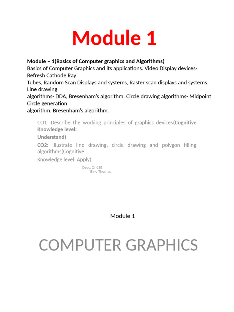 CG Module 1 | PDF | Computer Graphics | Computer Aided Design