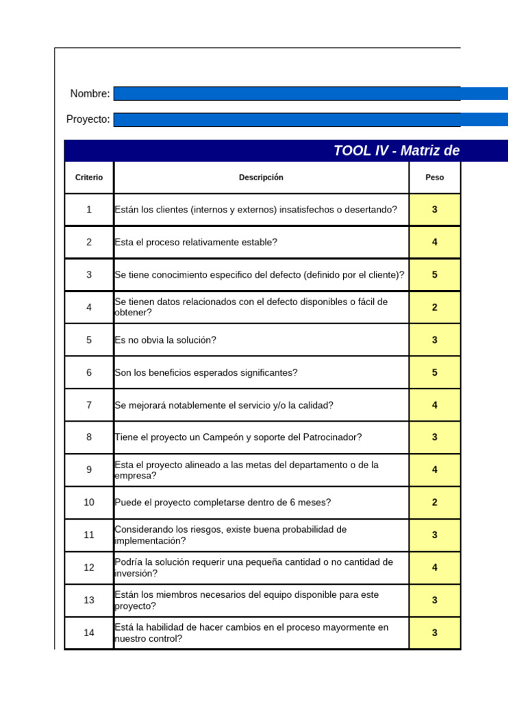 Matriz de Viabilidad de Proyectos | PDF