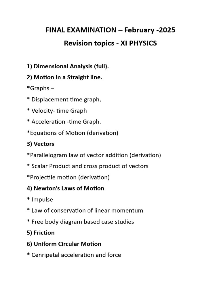 Revision Xi Physics Final Exam 2024 Compiled Portions | PDF | Velocity | Force