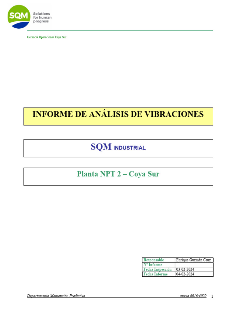 Informe Predictivo Planta NPT2 - Coya Sur 04-02-24 | PDF