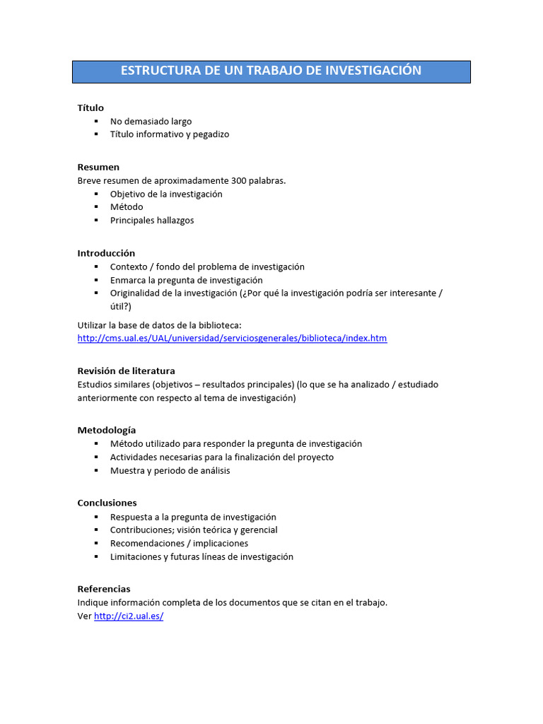 Estructura de Un Trabajo de Investigación | PDF