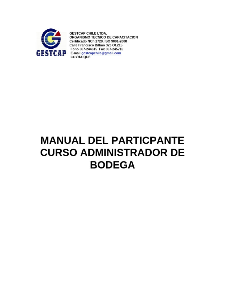 MANUAL ADMINISTRADOR DE BODEGAS | PDF | Almacén | Business MANUAL ADMINISTRADOR DE BODEGAS | PDF | Almacén | Business